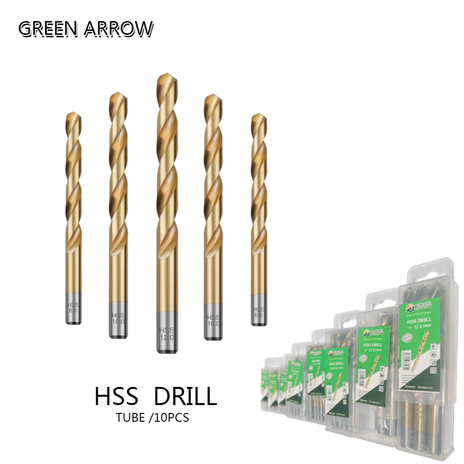(Per Tube/10pcs)Green Arrow Drill Bit HSS good for metal / stainless ...