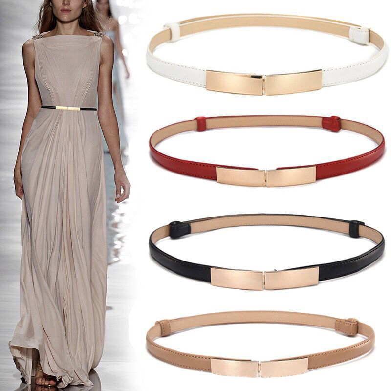 New Fine Belt Women Leather Belt Skinny Metal Buckle Female Fashion ...