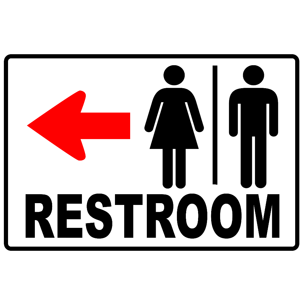SIGN RESTROOM WITH ARROW DIRECTIONS SIGNAGE PVC TYPE OR PLASTIC ...