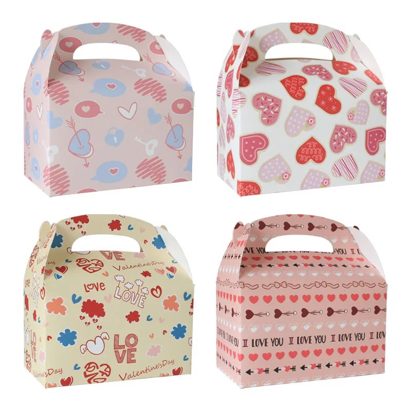 Gable Gift Box Paper Loot Bag Cookies Waffle Donut Souvenir Valentines ...