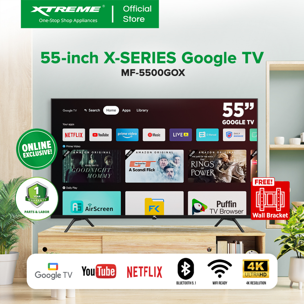 X-SERIES 55 inch Google TV Frameless WiFi Netflix YouTube Google Play w ...