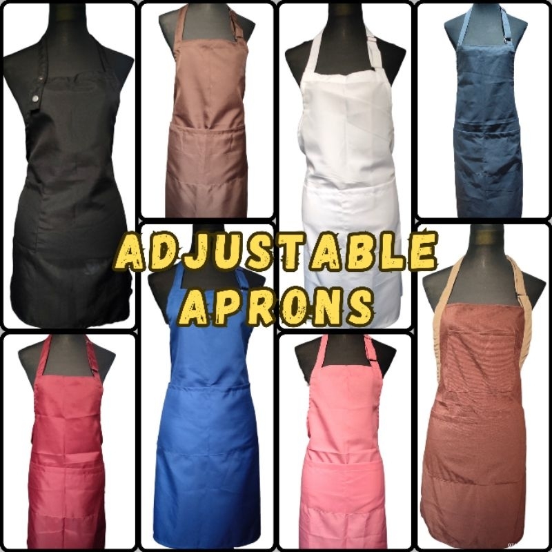 ADJUSTABLE APRONS WITH METAL ADJUSTER AND 2 POCKETS | Shopee Philippines