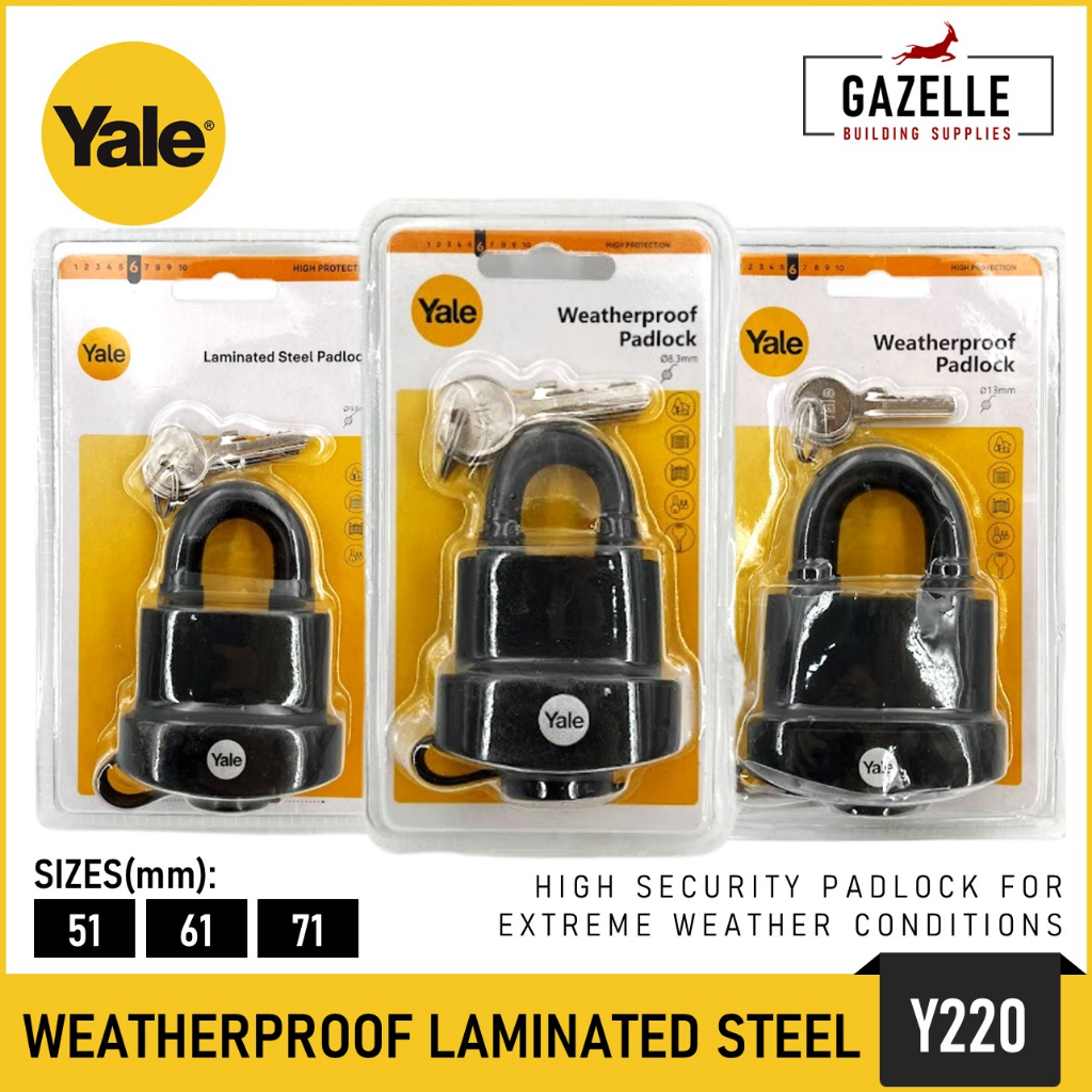 Yale Weatherproof Padlock Laminated Steel High Security Y220 - 51 / 61 ...