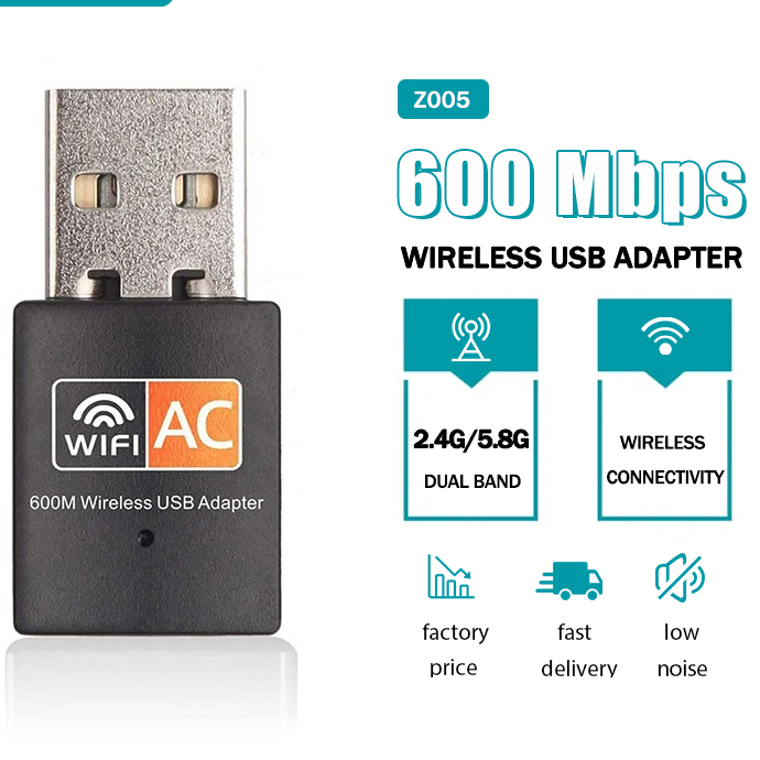 Wi-Fi Adapter Dual Band USB Adapter 600mbps 2.4ghz 5ghz 802.11ac Mini ...