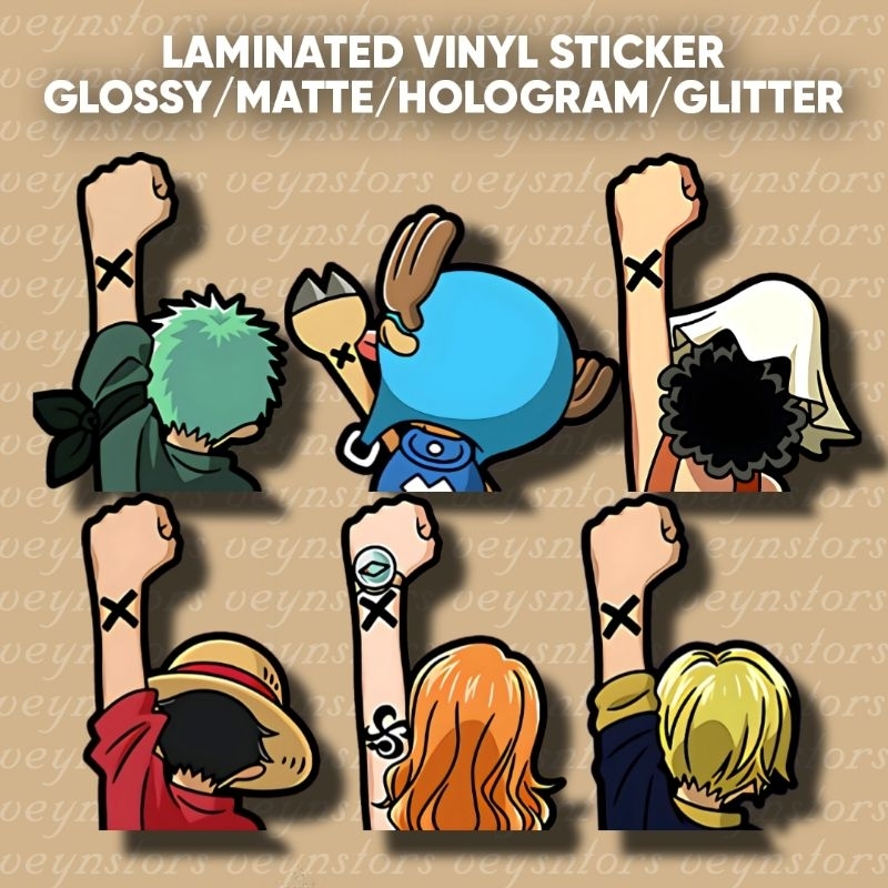 ONE PIECE NAKAMA FIST UP LAMINATED VINYL STICKER • WATERPROOF STICKER ...
