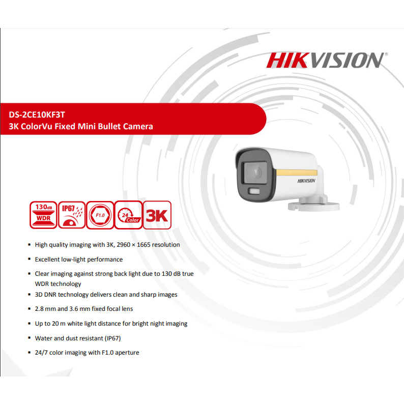Hikvision 5 MP ColorVu Fixed Bullet Camera 3K Outdoor waterproof camera ...