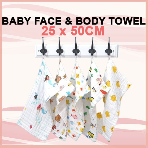 25x50cm Baby Face Towel 100% Soft Cotton Gauze 6 Layer Muslin Bimpo ...
