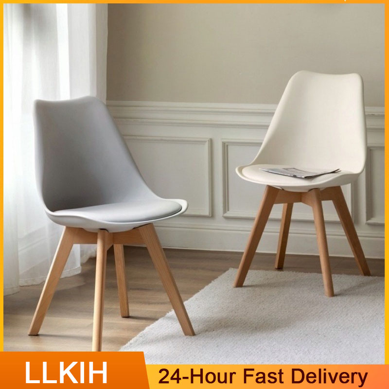 【Fast Delivery】Nordic With Cushion Solid Wood Chair Dining Chair ...