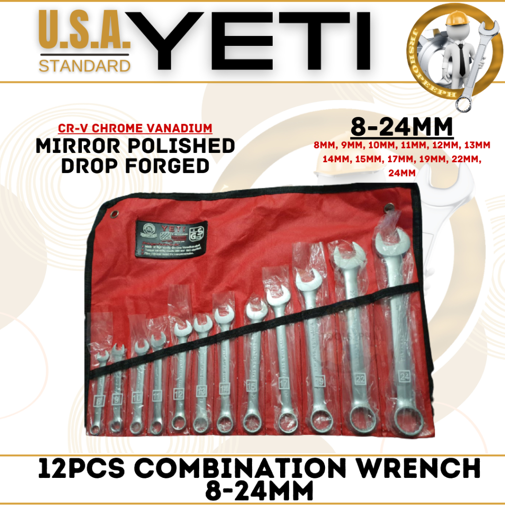 Jrshopeeph Yeti 12Pcs Combination Wrenches Liyabe 8Mm-24Mm Chrome ...
