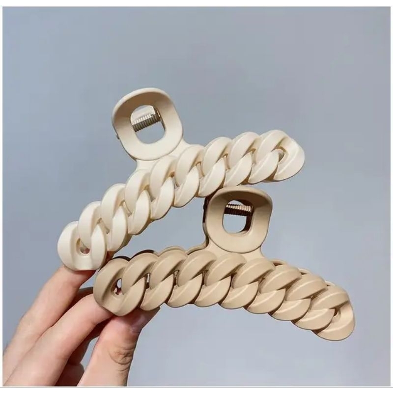 (M) Chain Braid Matte Nude Beige Brown Hair Clamp HAIR Claws Clamps ...