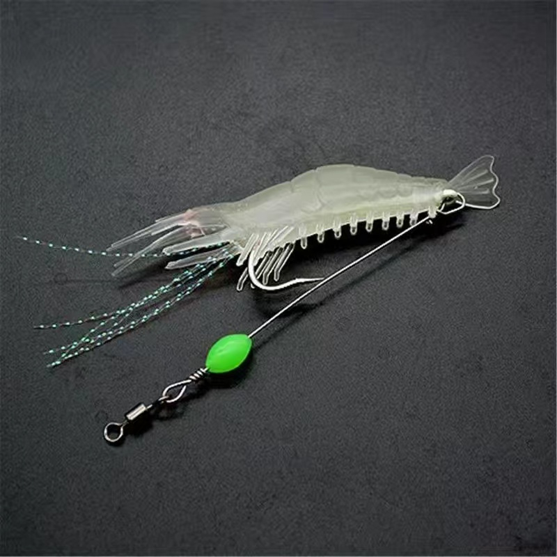 Soft Prawn Shrimp Swivel Wobbler Hook Artificial Bait Bead Tackle ...