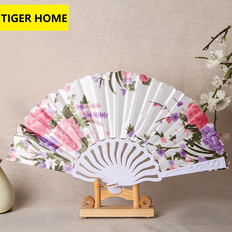 TIGER HOMR legant Floral Design Plastic Folding Fan Handheld Cool ...