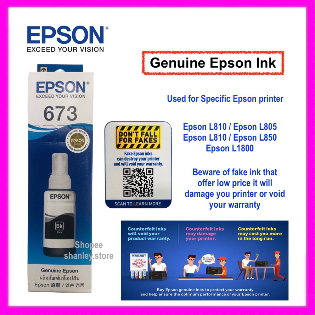 Original Epson 673 ink used for specific Epson printer EPSON L810 ...