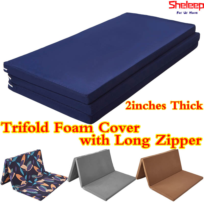 Sheleep Trifold Foam Cover with Zipper 2Inches Foam Cover 3 Fold Foam ...