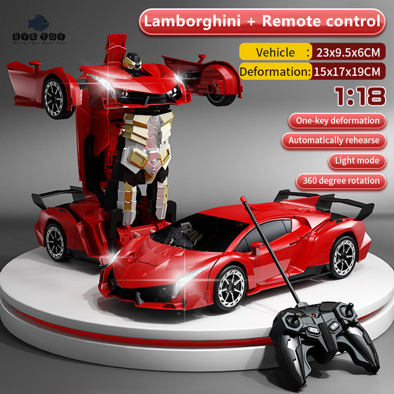 1：18 Remote Control Transforming Car Lighting Music 2 in 1 Transforming ...