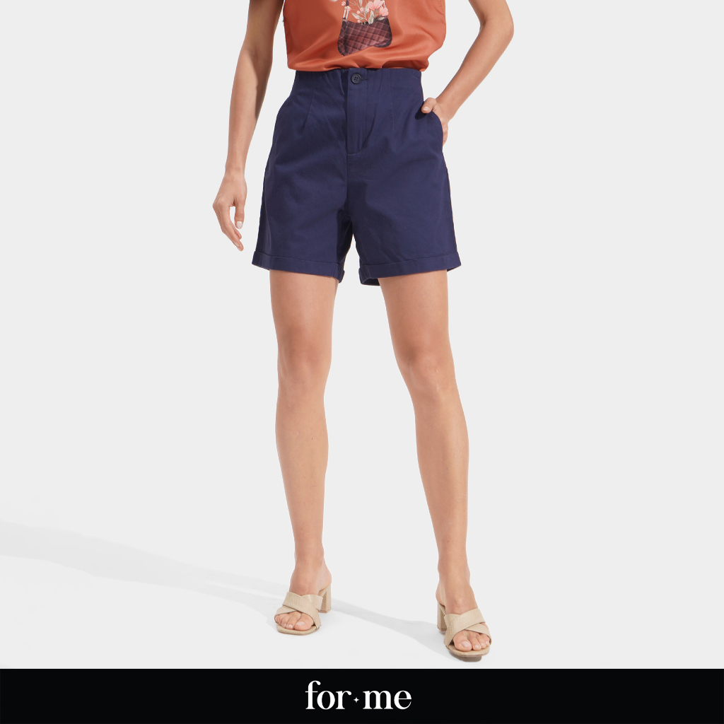 ForMe High Waist Shorts for Women (Navy Blue/Salmon) | Shopee Philippines