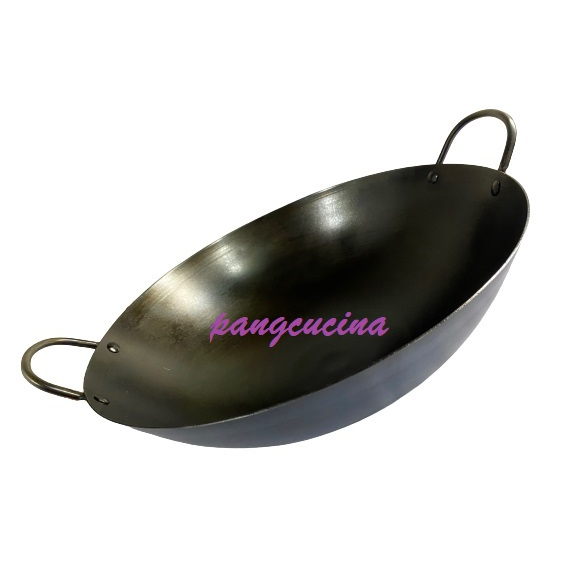 50cm Authentic Carbon Steel Chinese Wok Pan, Round Bottom, Full ...