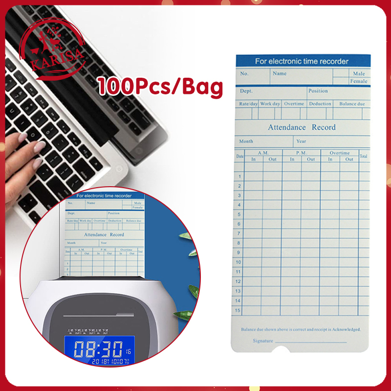 100Pcs/Pack Monthly Time Card Record for Employee Payroll Recorder ...