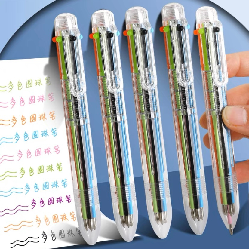 50Pcs 6 in 1 Multi Colored Pen Multi-functional Press Pen Ball Pen ...