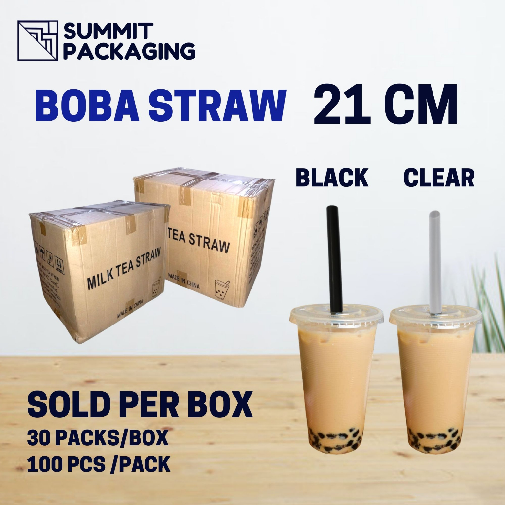 3000PCS - Boba Straw Milk Tea Pearl Straw Black | Clear (SOLD PER BOX ...