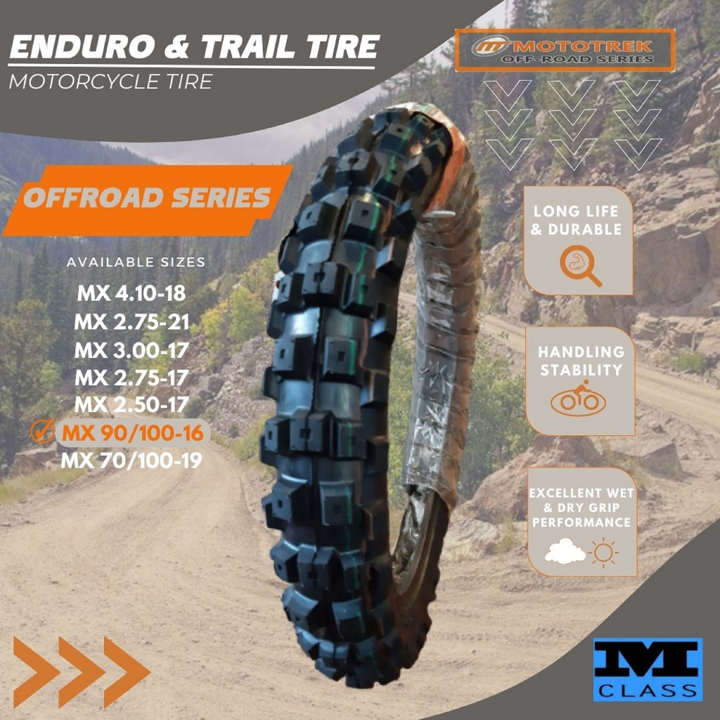 R19 & R16 MOTOTREK OFFROAD MOTORCYCLE TIRE FOR CRF150F; KLX150 - MX 70/100-19; MX 90/100-16 ...