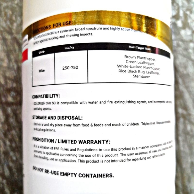 GOLD RUSH 370 SC (500mL) INSECTICIDE by C.B. ANDREW | Shopee Philippines