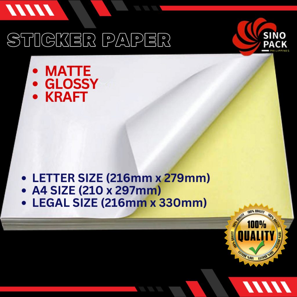 50/100 PCS Sticker Paper Glossy/Matte/Kraft PRINTABLE STICKER INKJET ...