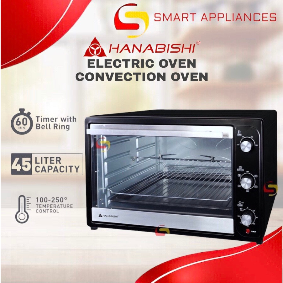Hanabishi Electric Convection Oven 45L with light HEO-45ss Black | Shopee Philippines