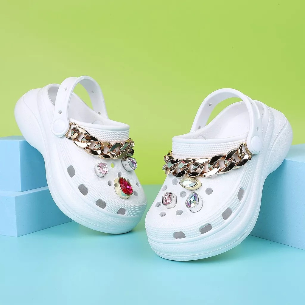 Bae Clog Crocs For Kids Inspired Thick sole with chain Accesories | Shopee Philippines