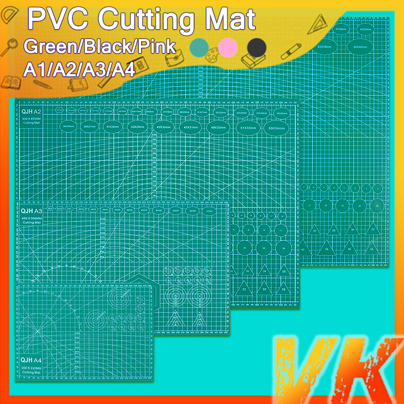 VK Cutting Mat PVC Cut Pad Patchwork A1 A2 A3 Tools Manual Double-sided Self-healing Cutting ...