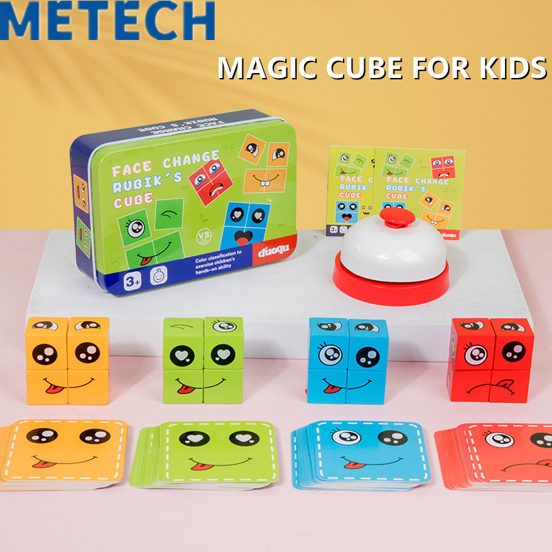 METECH Cards Wooden Face-Changing educational Magic Cube Building ...