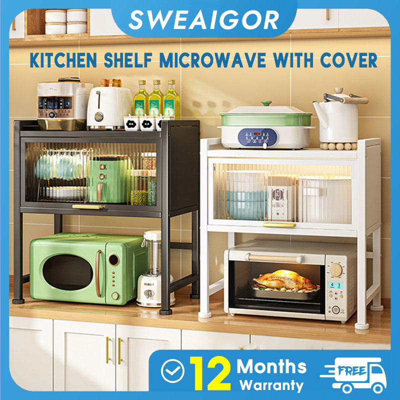 Kitchen Shelf Microwave Countertop Rack With Cabinet Door Cabinet dish ...