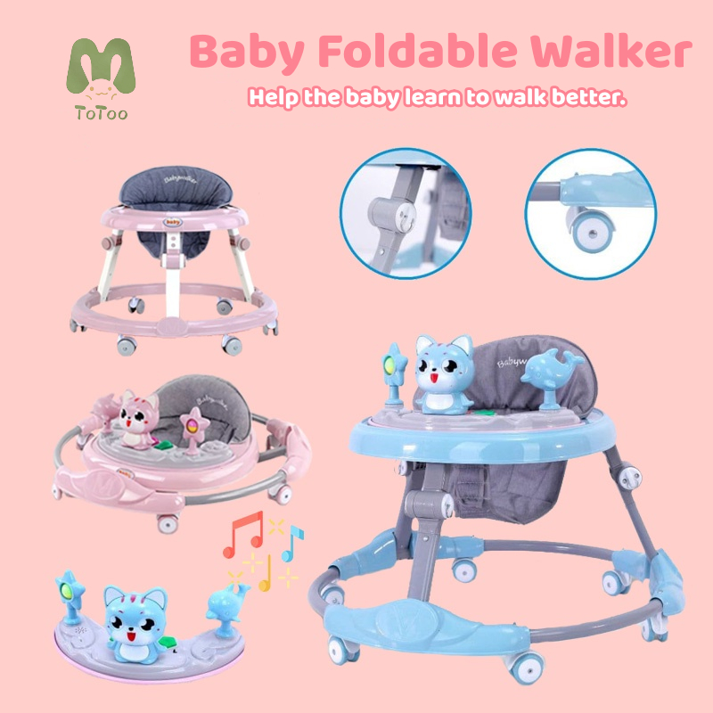 Baby Walker with Music Sound Adjustable and Safety Learning Walker with ...
