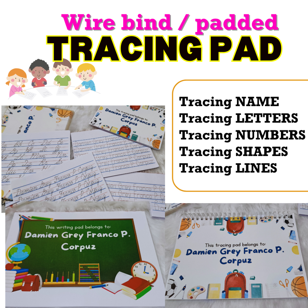 TRACING PAD for kids, Cursive & Non-cursive, Padded/ Wire bind -HIGH ...