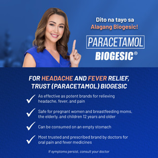 Unilab Biogesic 500 Tablets - 500mg Paracetamol for Quick Relief of ...