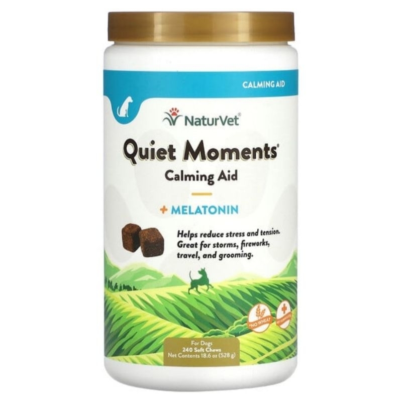 NaturVet Quiet Moments, Calming Aid Plus Melatonin, For Dogs, 240 Soft ...