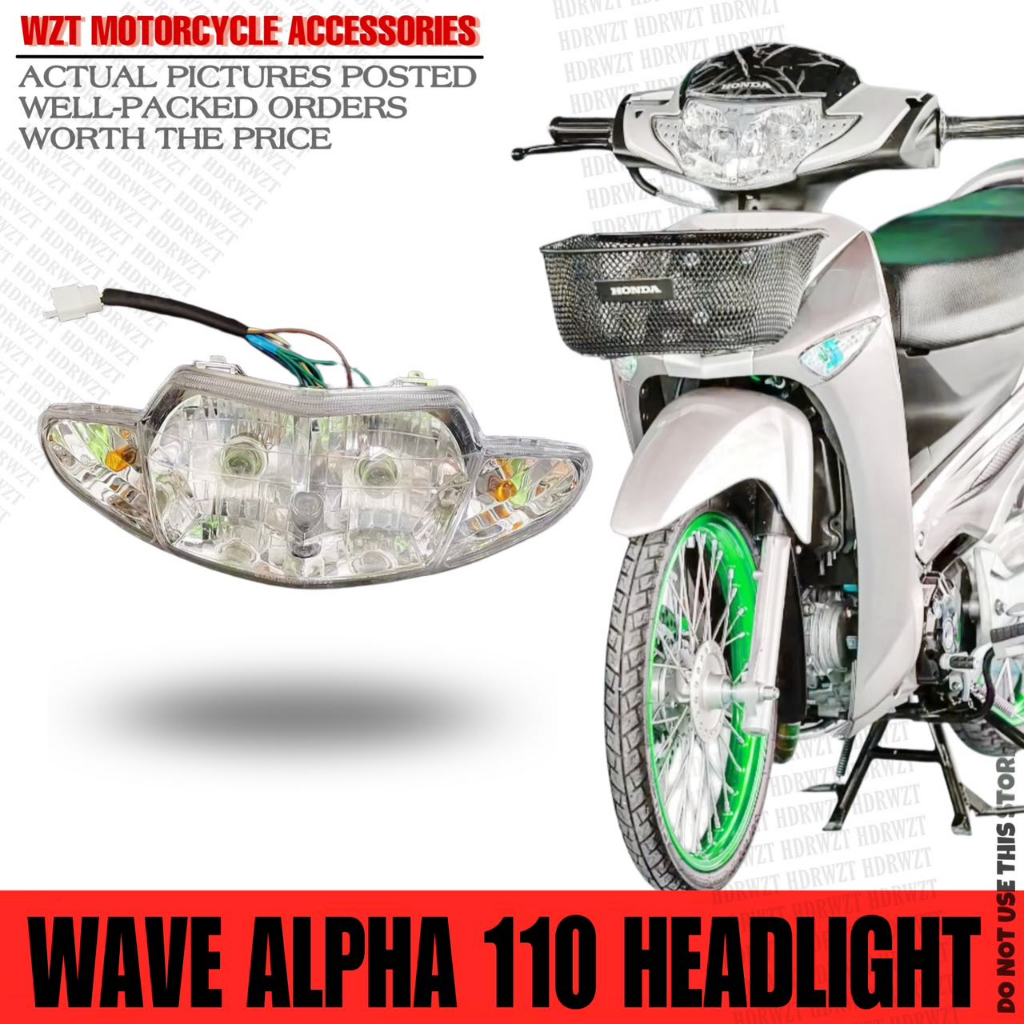 WZT HONDA WAVE 110 ALPHA MOTORCYLE HEADLIGHT / HEAD LAMP SET HIGH ...