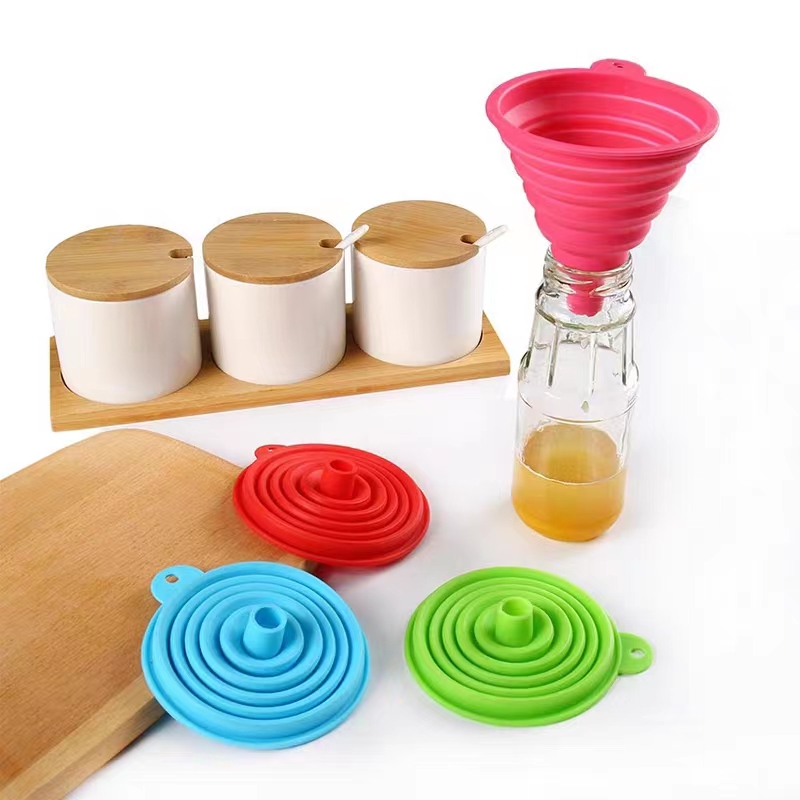 Foldable Telescopic Funnel Food grade silicone mini kitchen pouring oil ...