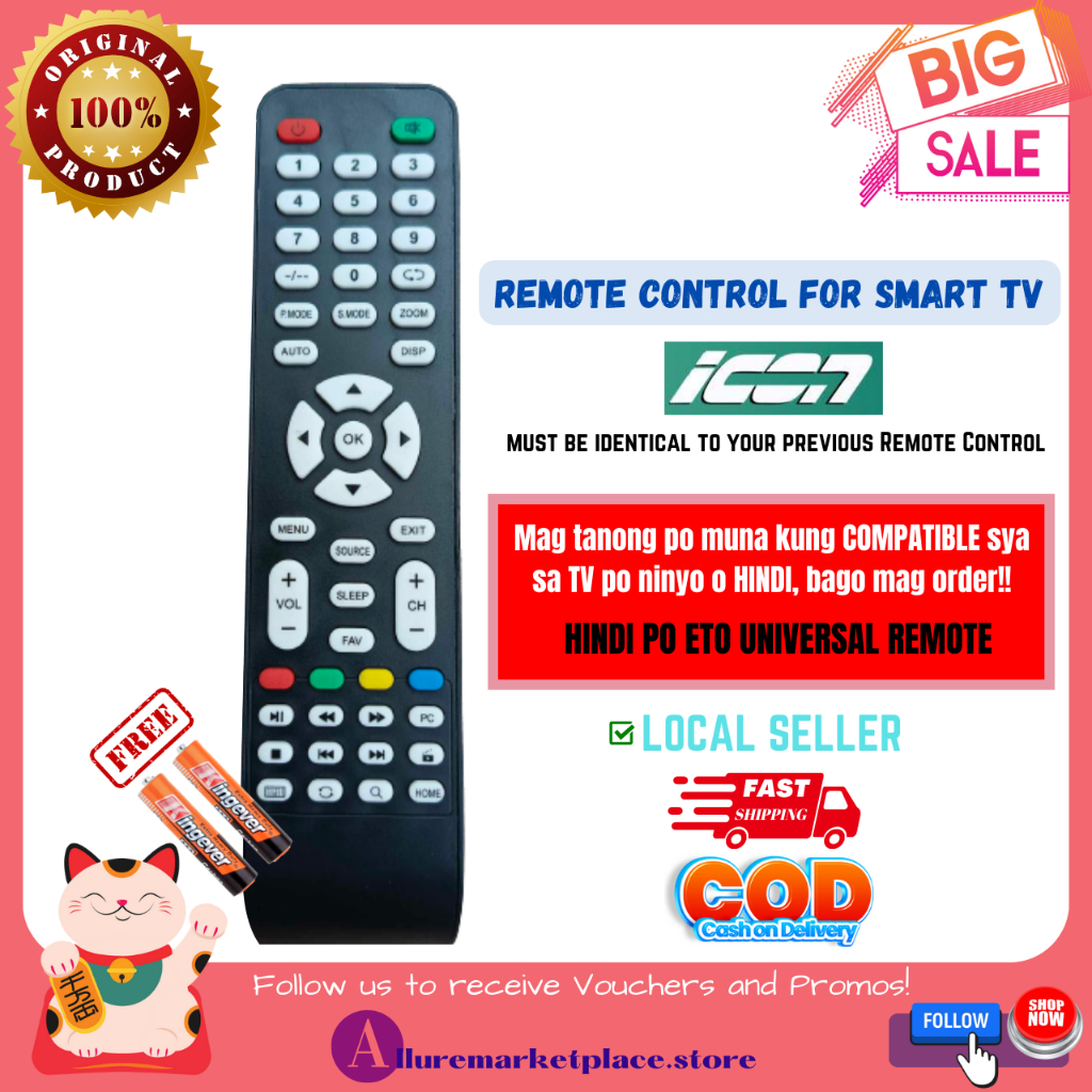 ORIGINAL ICON Smart TV Remote Control| ICON TV Remote Control for Smart ...