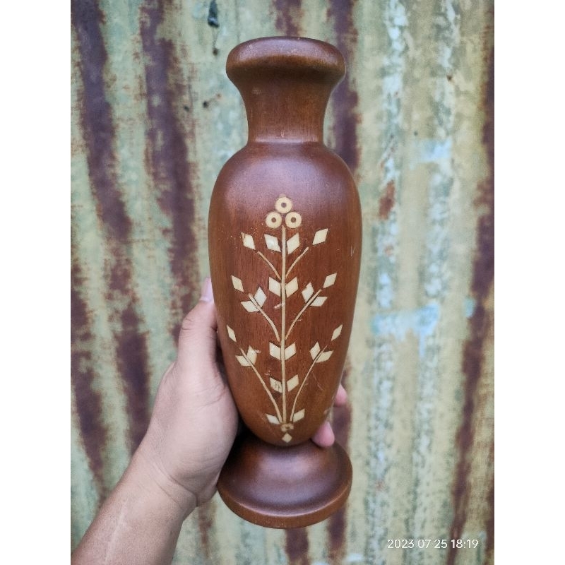 Wooden Vase Vintage with bone inlay Japan | Shopee Philippines