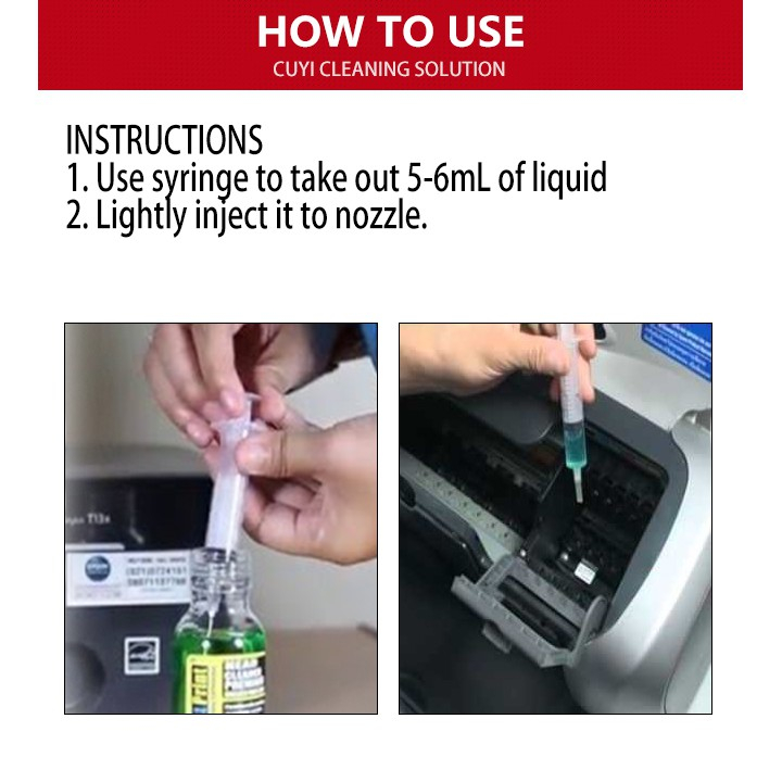 100ml CUYI Cleaning Solution and Syringe with Hose for Inkjet Printer ...