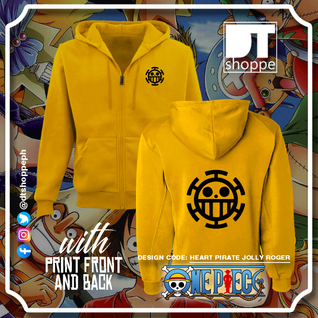One Piece Hoodie Jacket w/ Zipper - Heart Jolly Roger | Shopee Philippines