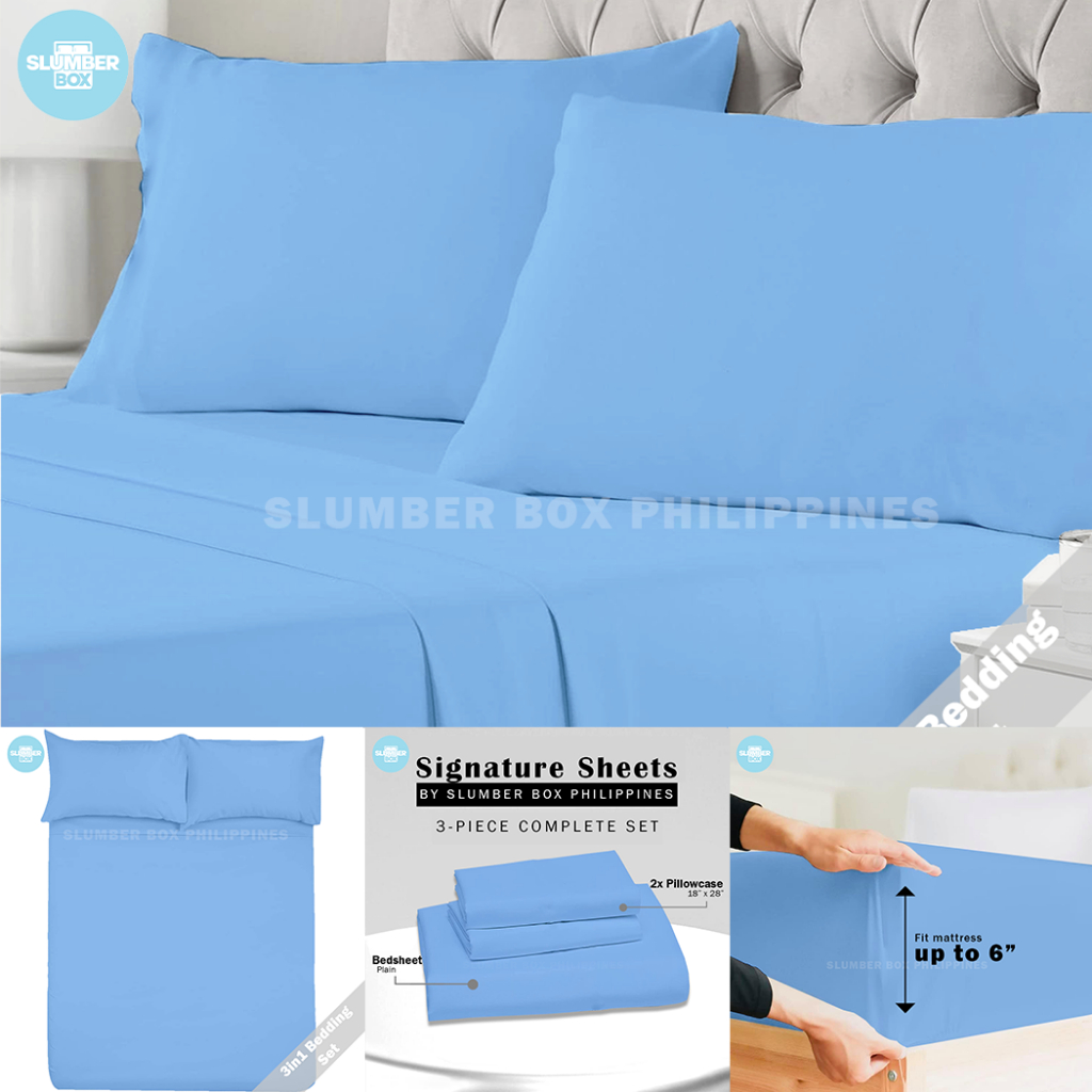 Blissful 3 in 1 Bed Sheet Single Full Queen King Bedsheet Comfy ...