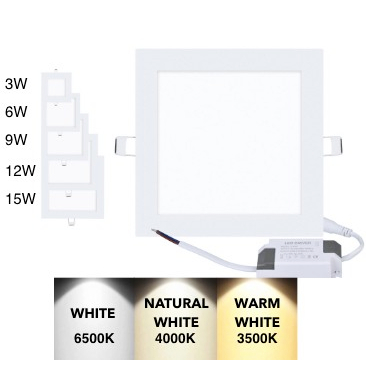 LED Recessed Pin LED light Ceiling Light Panel Lights Round & Square Downlight LED3W6W9W12W18W ...