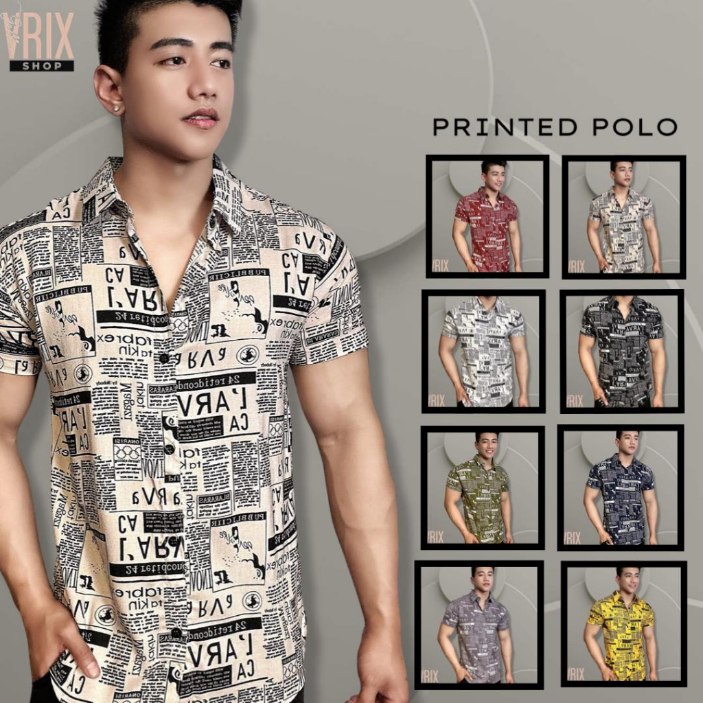 NEWSPAPER COLLECTION PRINTED POLO BY VRIX SHOP | Shopee Philippines