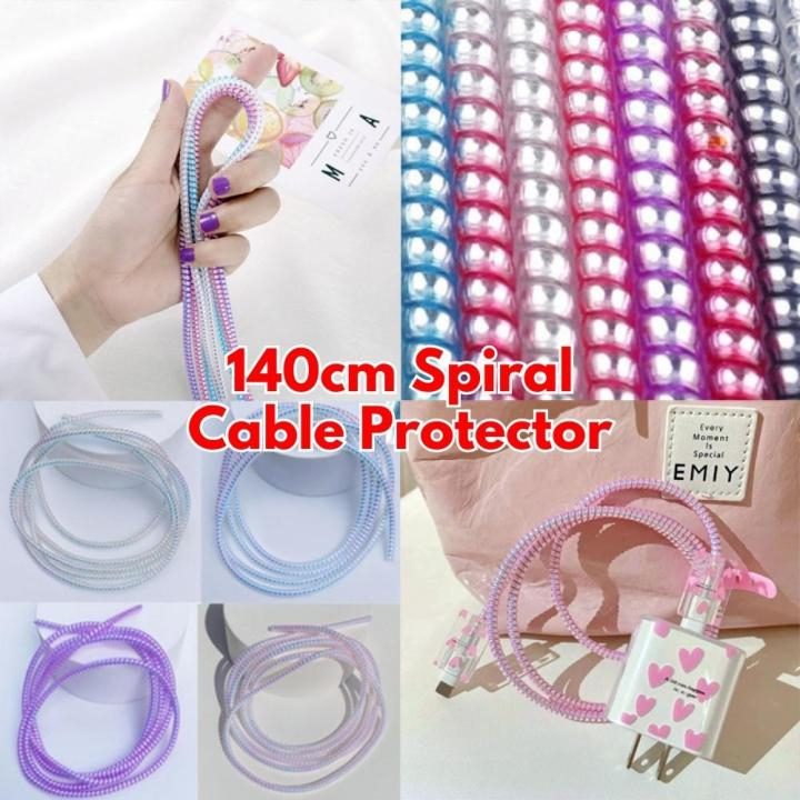 140CM Tangle Wrap Spiral Rope Charging Charger Cable Flexible Earphone ...