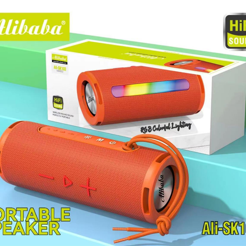 Alibaba Ali-SK103 Portable Speaker HiFi Sound Wireless Round Sound RGB Colorful Lighting ...