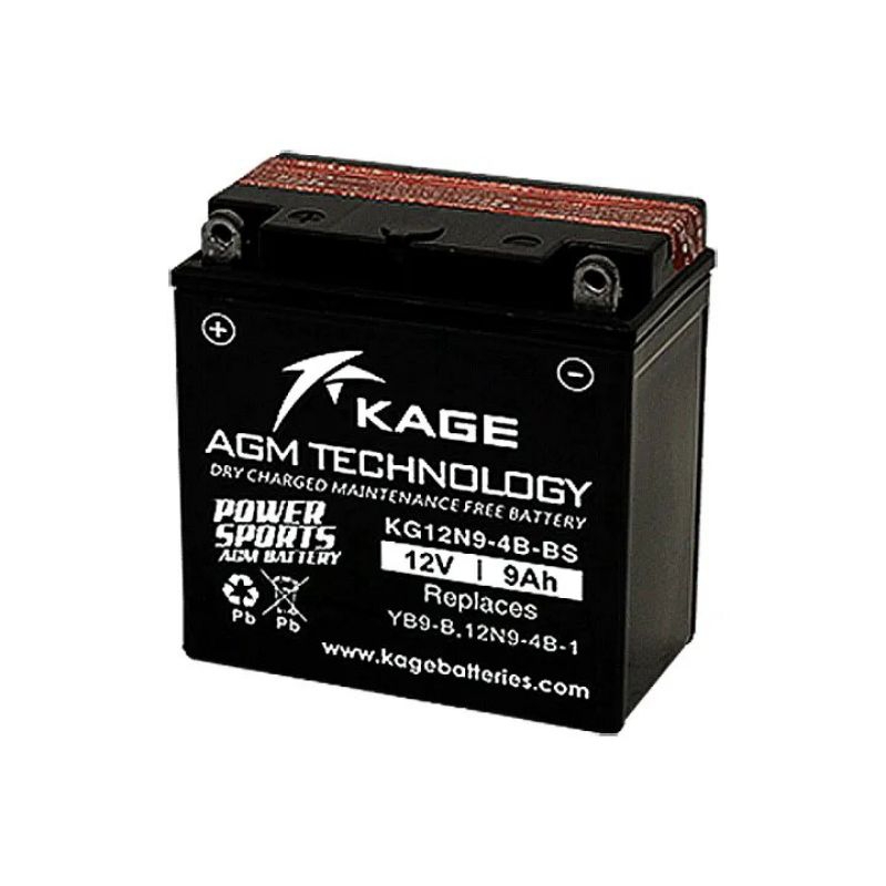 KAGE KG12N9-4B-BS Maintenance-Free Motorcycle Battery (12N9-4B-1; YB9-B ...