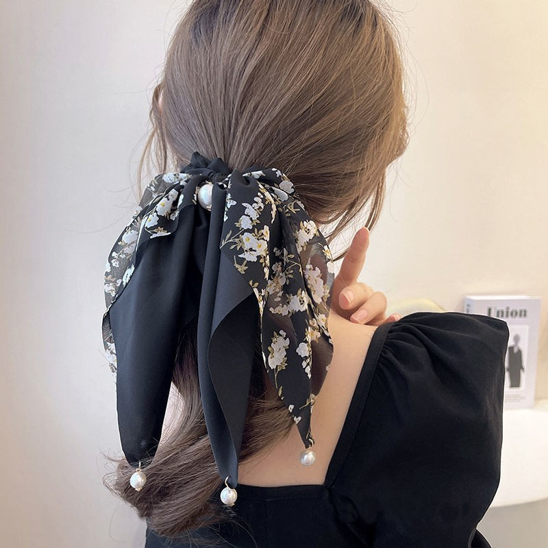 Bow Knot Head Rope with Pearl Hair Band Ponytail Hair Rope Hair Ring ...