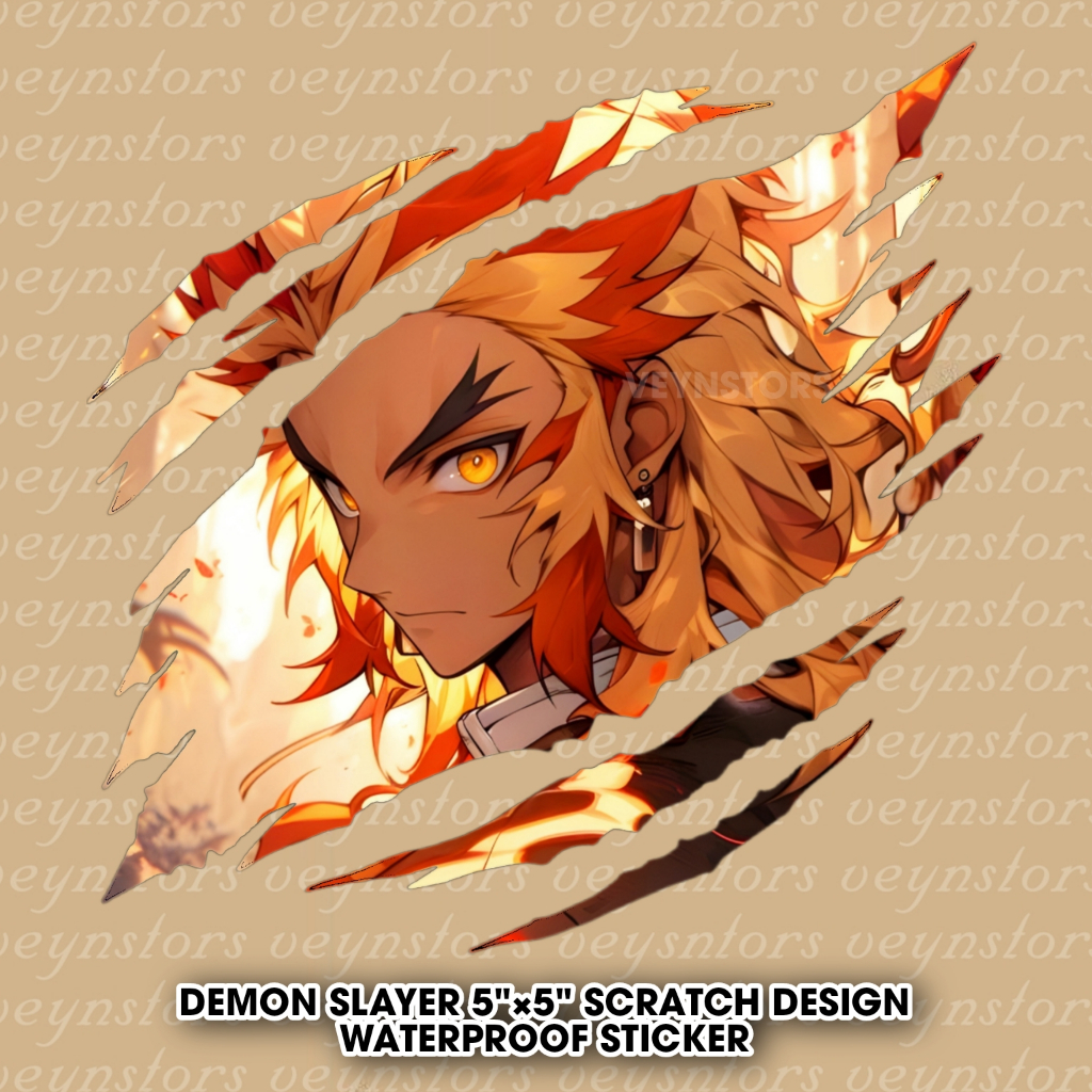 DEMON SLAYER KYOJURO RENGOKU SCRATCH DESIGN WATERPROOF STICKER | Shopee ...